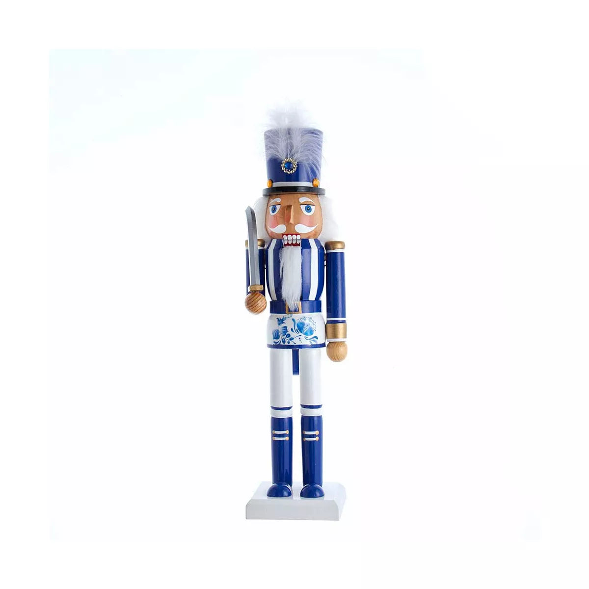 Wooden Delft Blue Nutcracker – Coastal Holiday Ornaments – Coastal Bleu