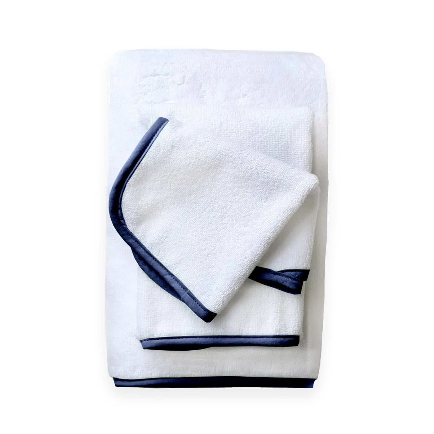Piped Terry Bath Towel Set - Navy – Coastal Towels – Coastal Bleu